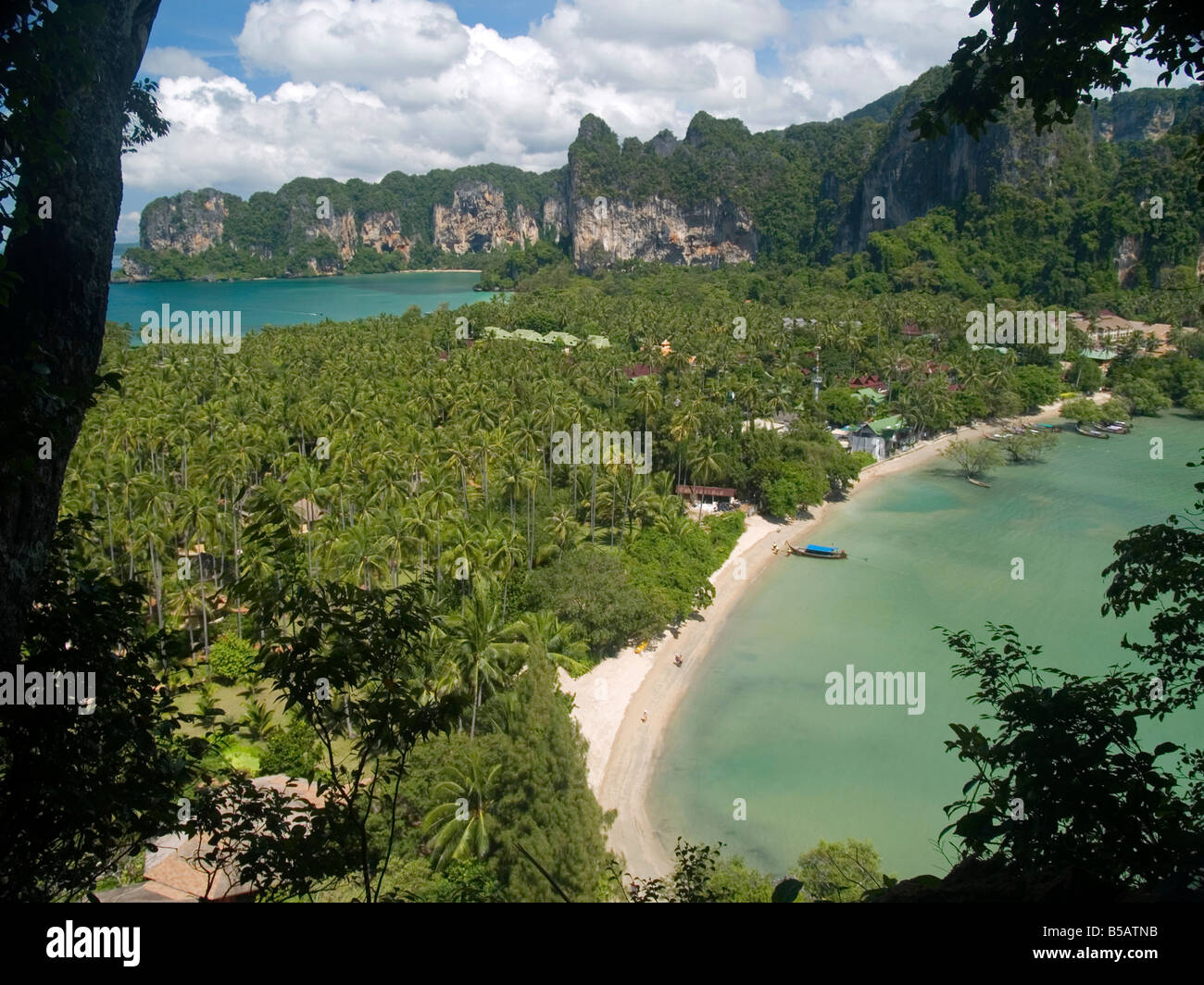 aerial view of beautiful Rai Leh beach and bay in Krabi Thailand Stock ...