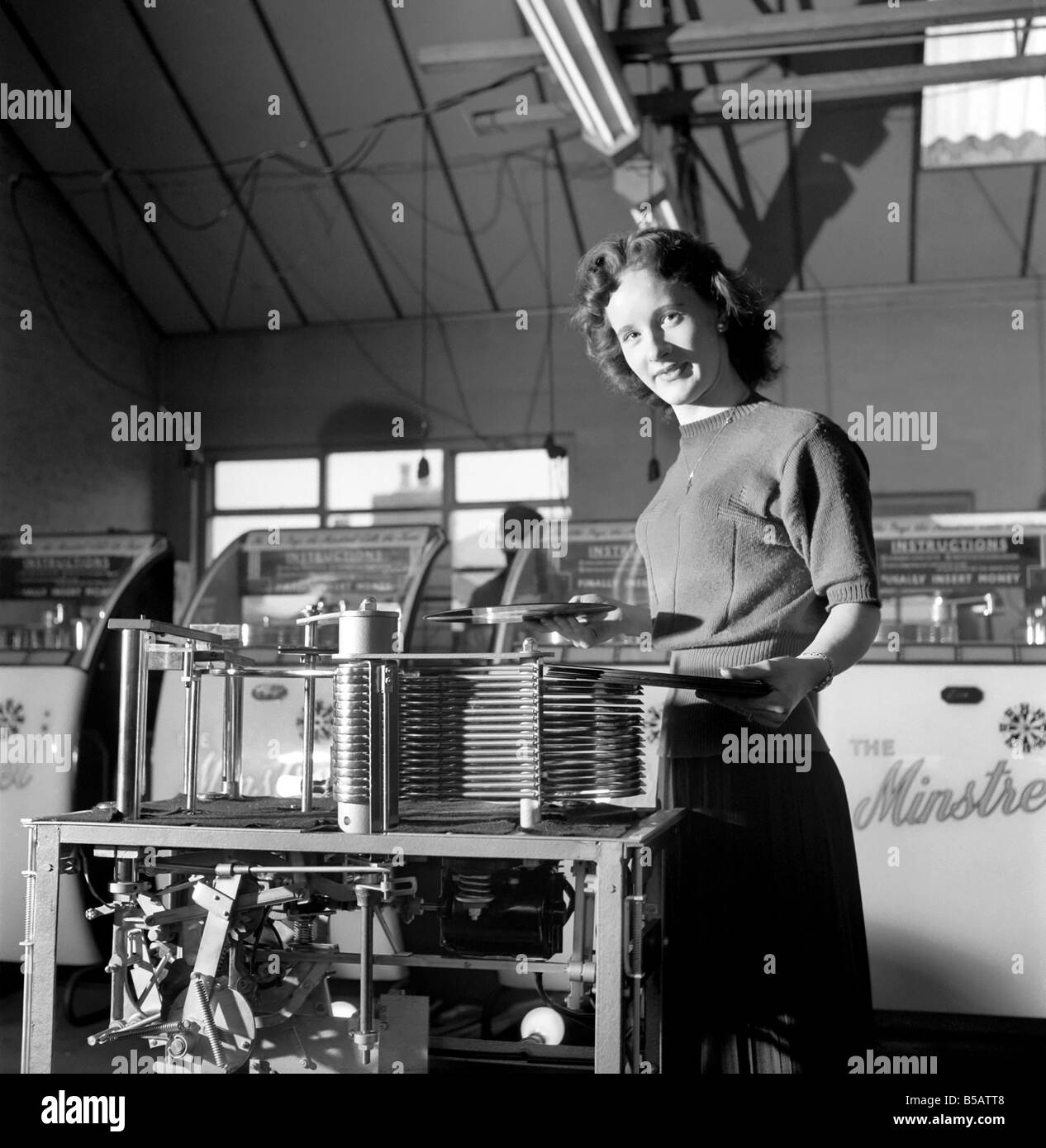 Kathleen Craig juke box queen who selects records for jukeboxes. 1956 ...