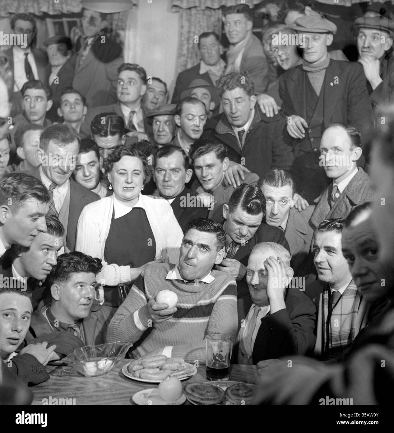 Miner Joe Steele seen here taking part in a food eating competition ...