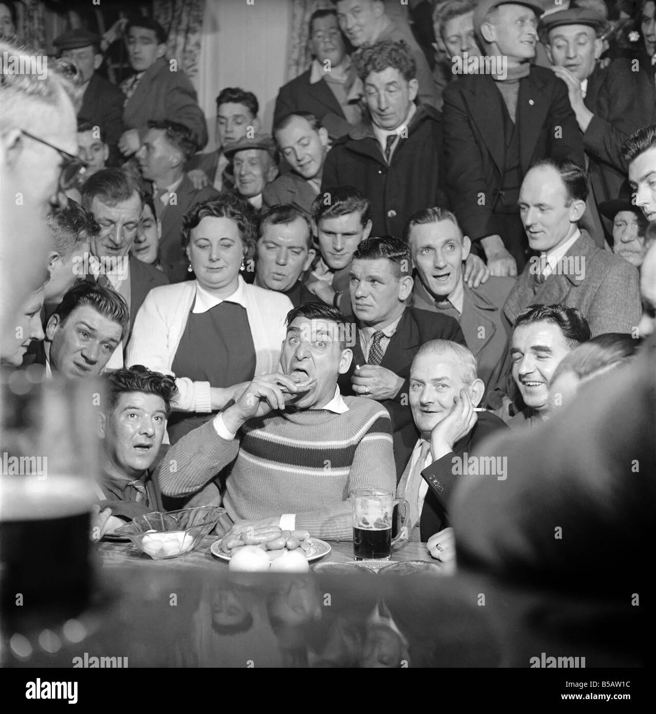 Miner Joe Steele seen here taking part in a food eating competition ...