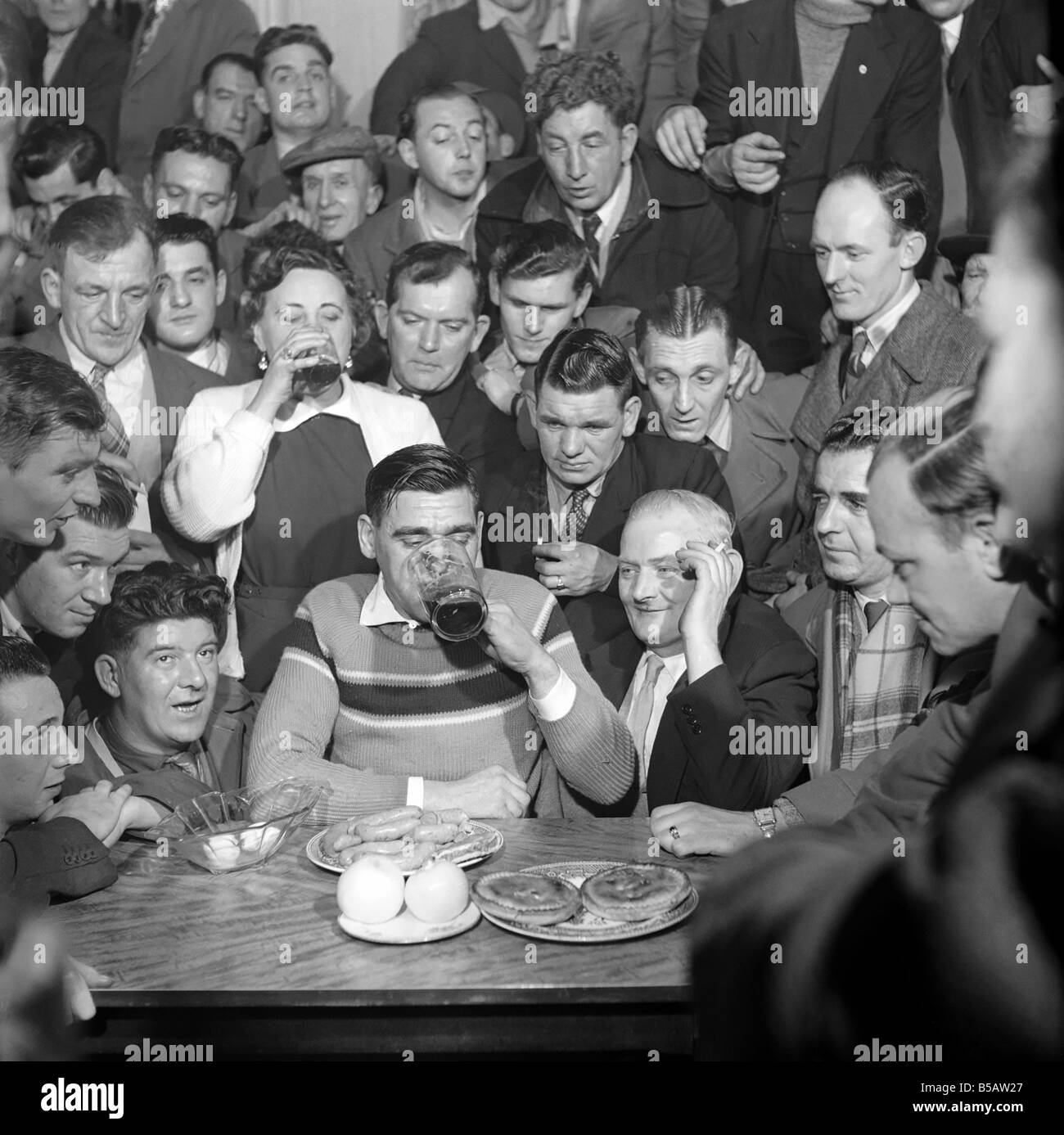 Miner Joe Steele seen here taking part in a food eating competition ...