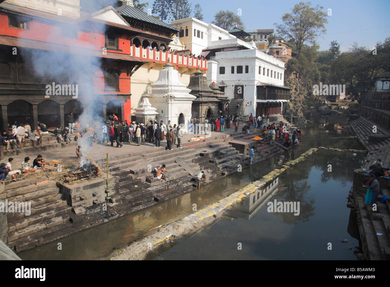 banks of Bagmati River during Shivaratri festival, Pashupatinath Temple ...