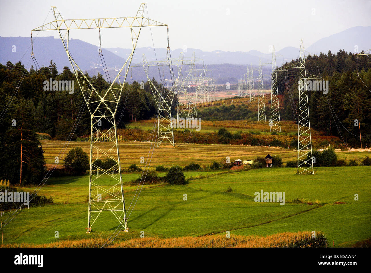 The high tension transmission line Stock Photo - Alamy