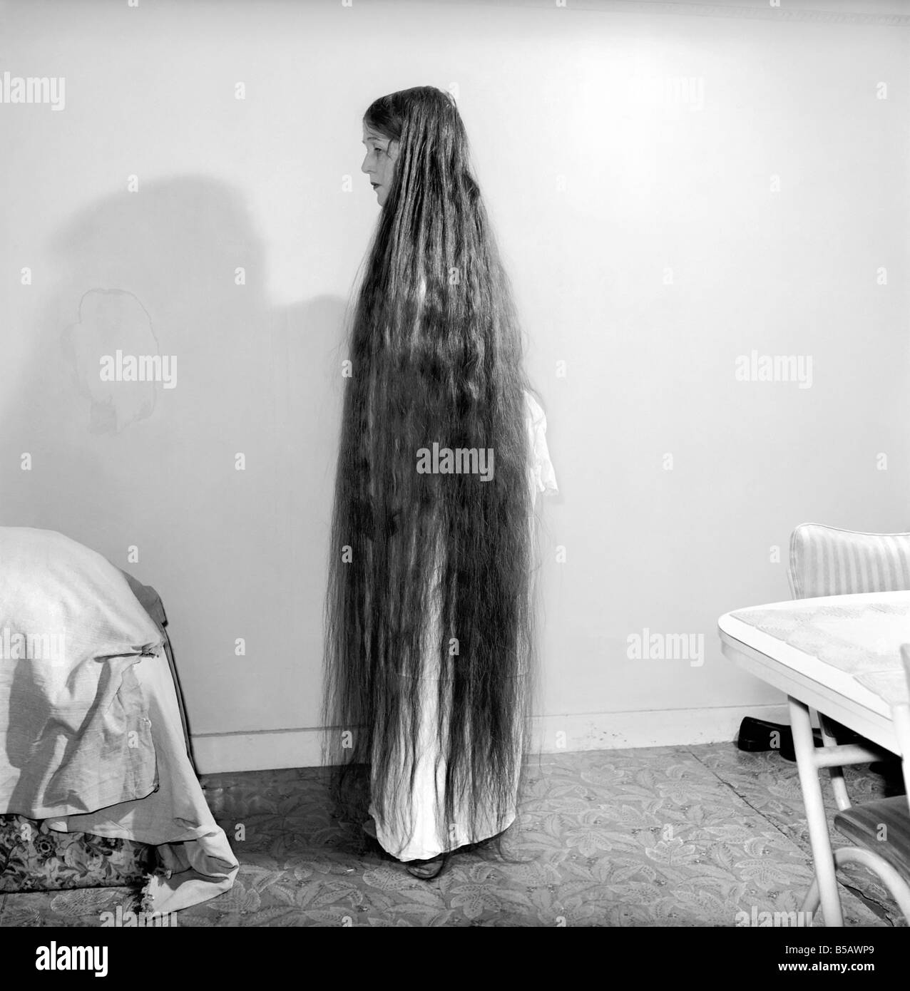 Hair styles: Long hair: Mrs. Mabel Anderson seen here with her floor ...