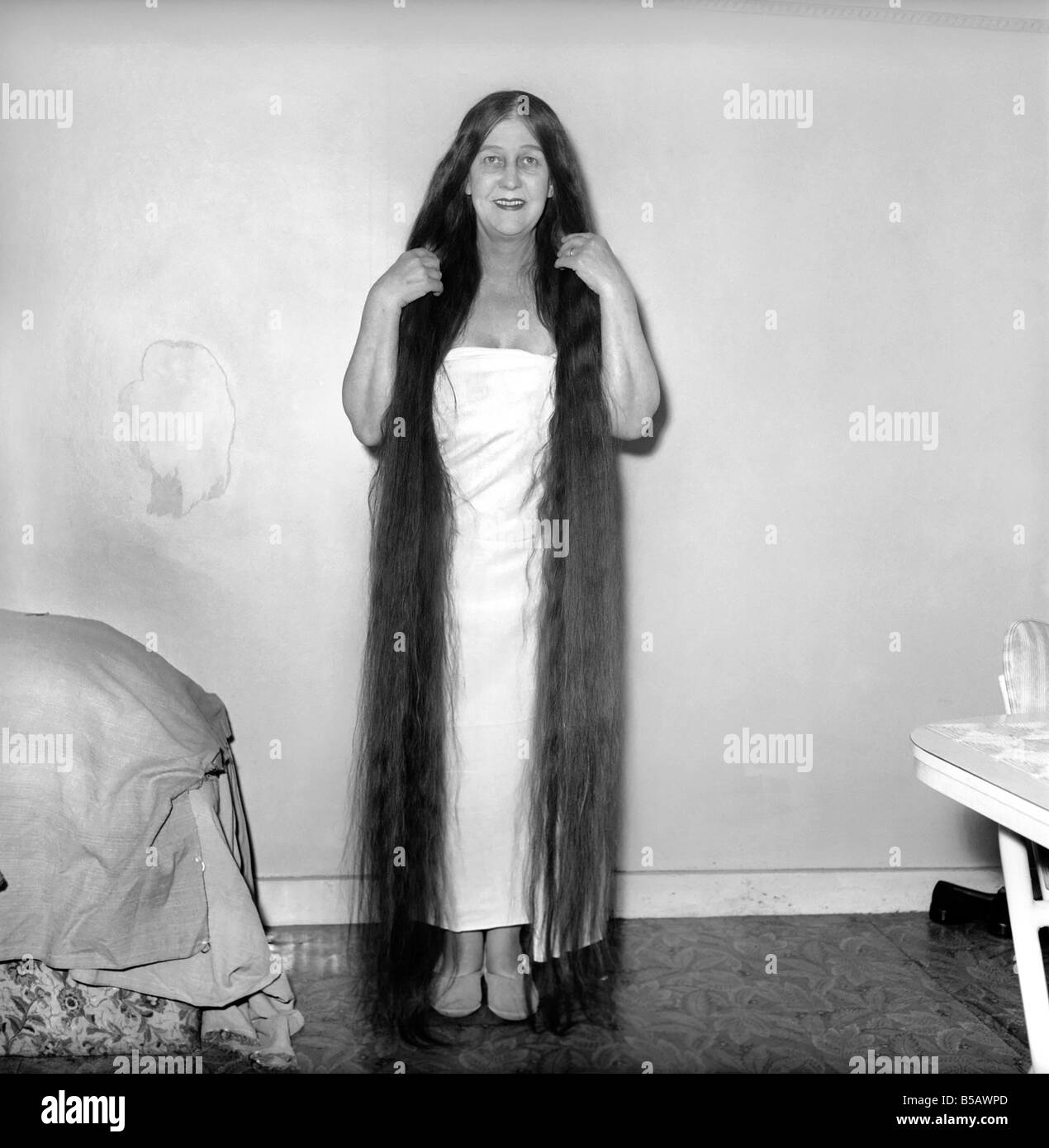 Hair styles: Long hair: Mrs. Mabel Anderson seen here with her floor ...