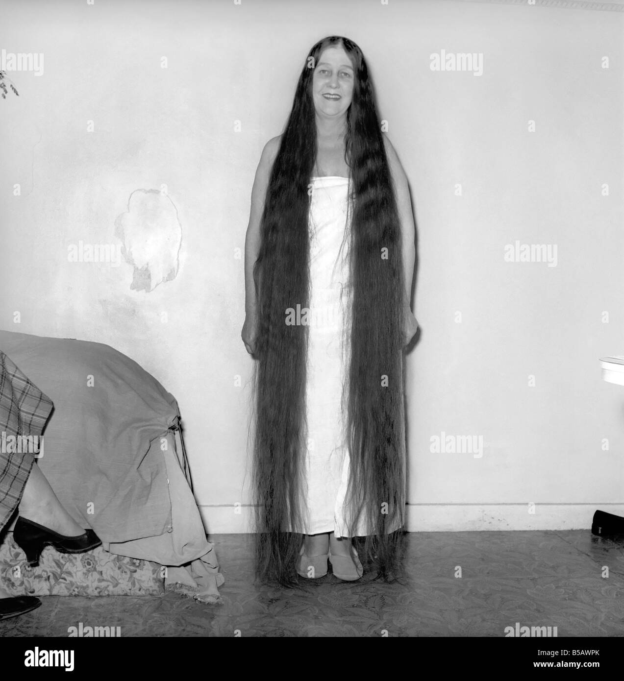 Hair styles: Long hair: Mrs. Mabel Anderson seen here with her floor ...