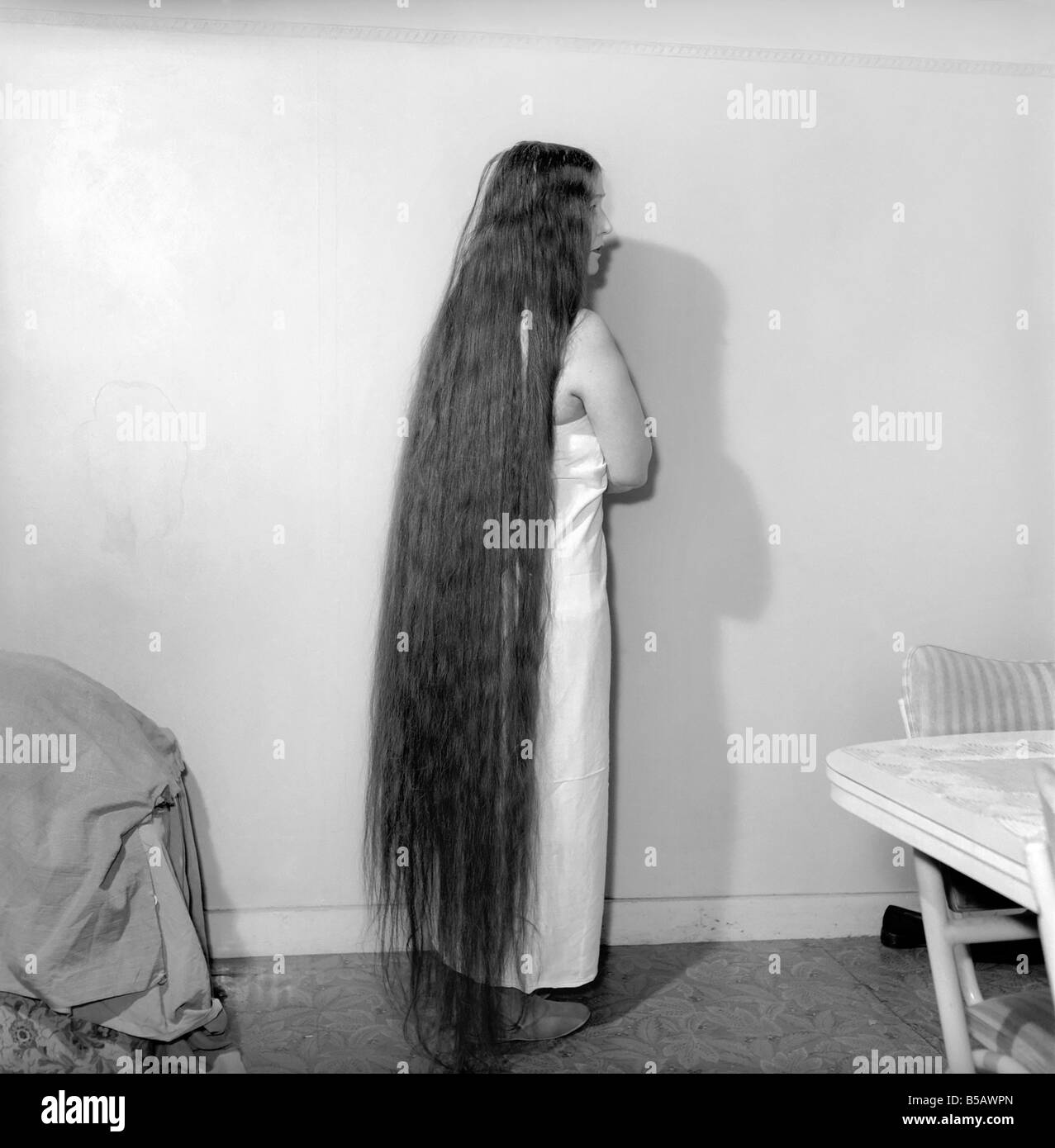 Hair styles: Long hair: Mrs. Mabel Anderson seen here with her floor ...