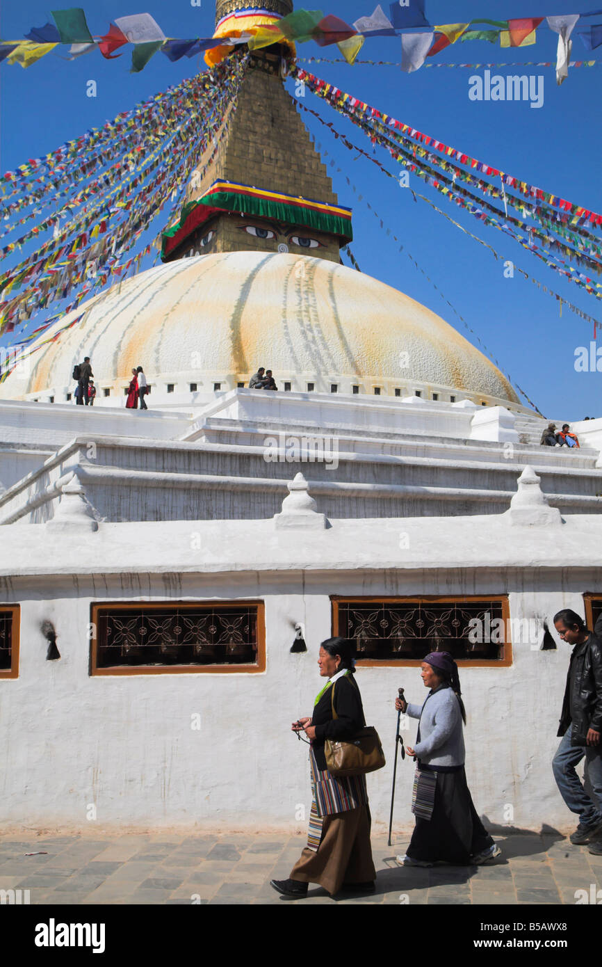 People walking round stupa, Lhosar Tibetan and Sherpa New Year festival ...