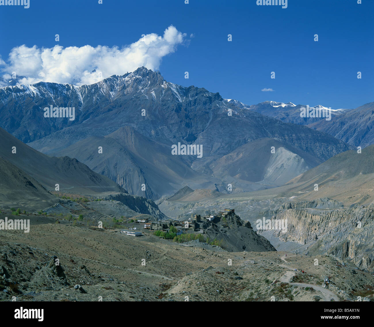 The village of Jharkot in the Mustang district in the Himalaya ...