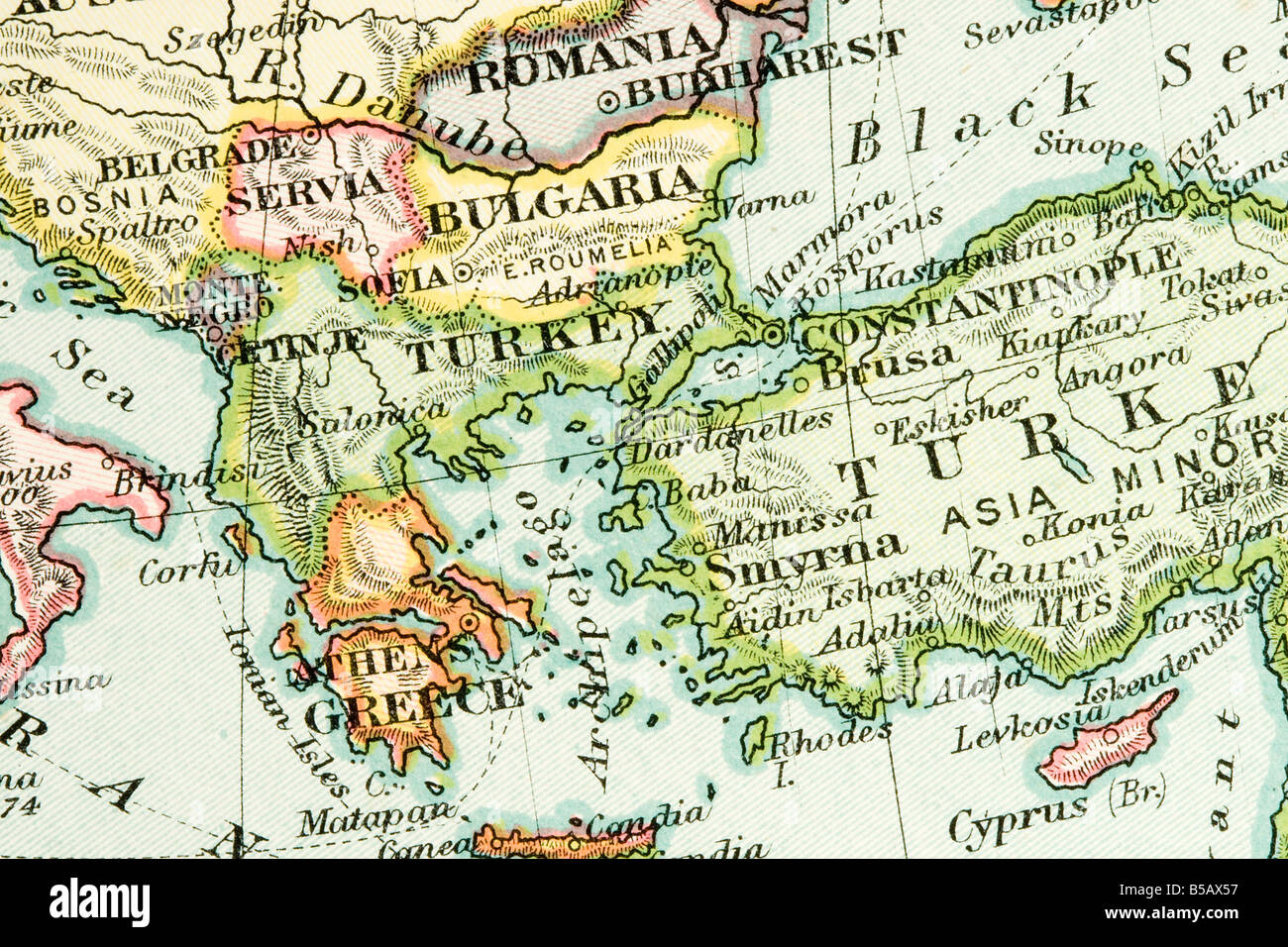 Vintage 1907 copyright expired map showing countries and trade routes ...