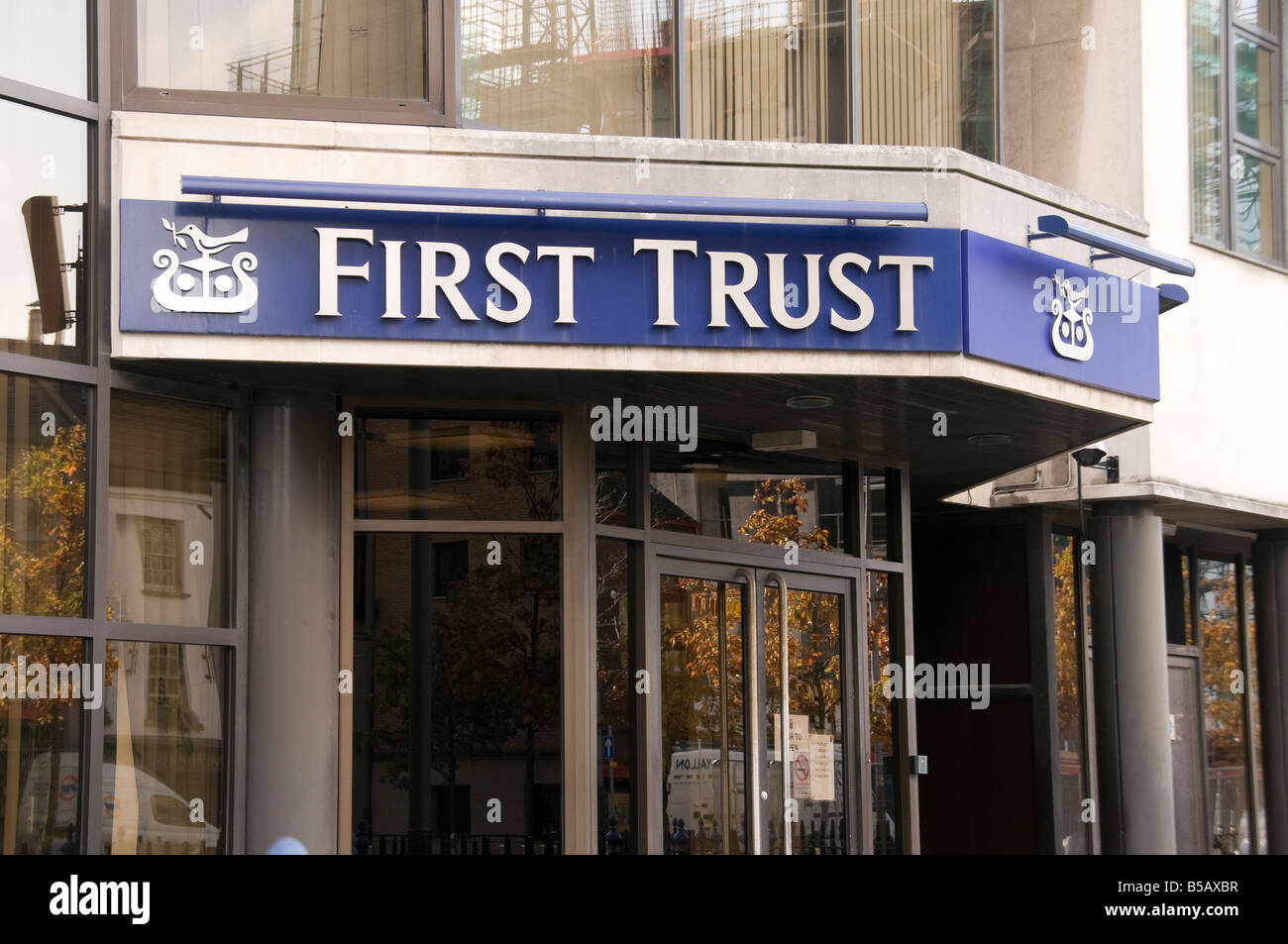 Entrance to First Trust headquarters, Belfast Stock Photo - Alamy