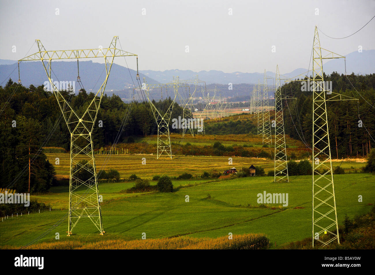 The high tension transmission line Stock Photo - Alamy