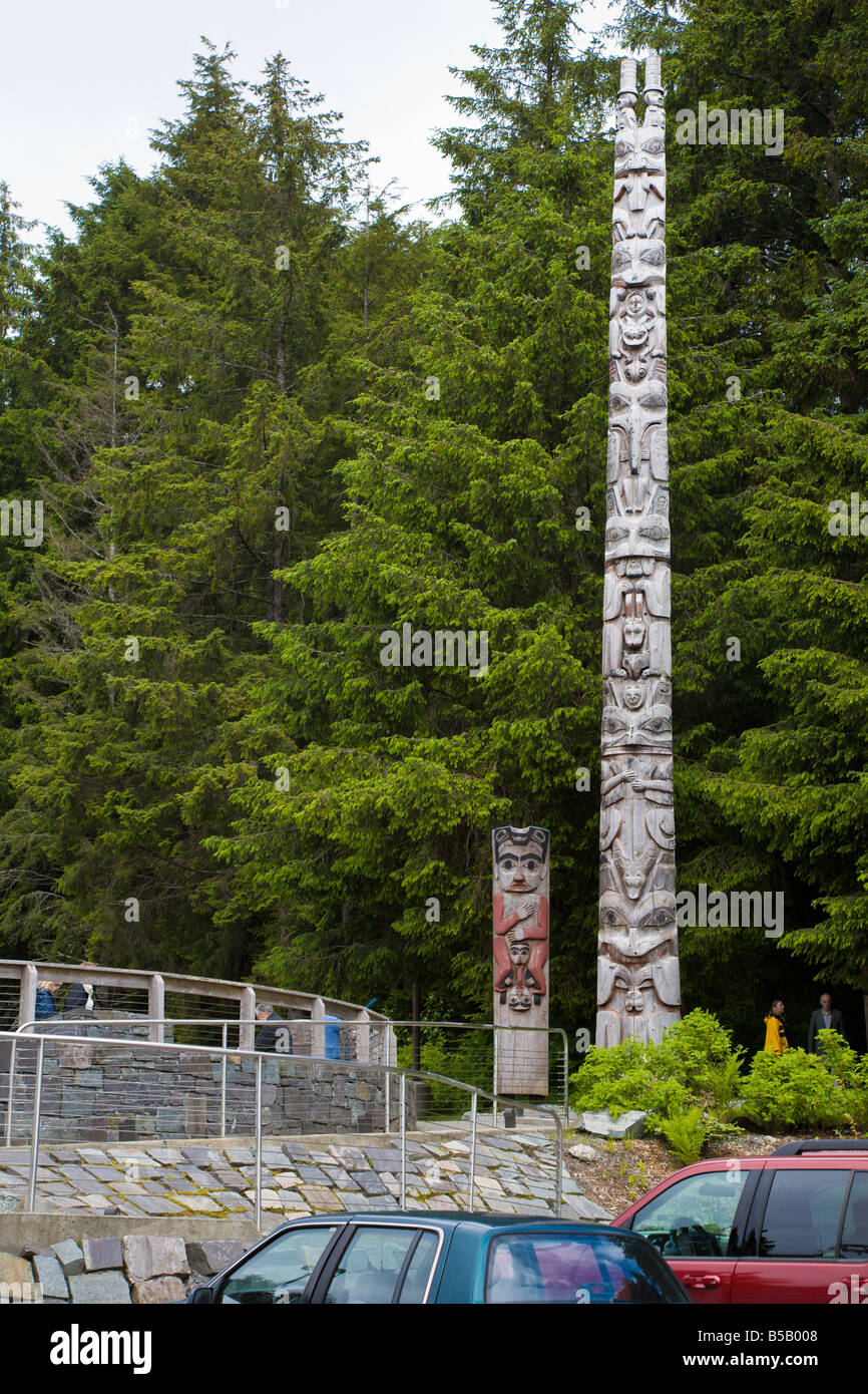 Totem poles near entrance to Sitka National Historical Park in Sitka ...