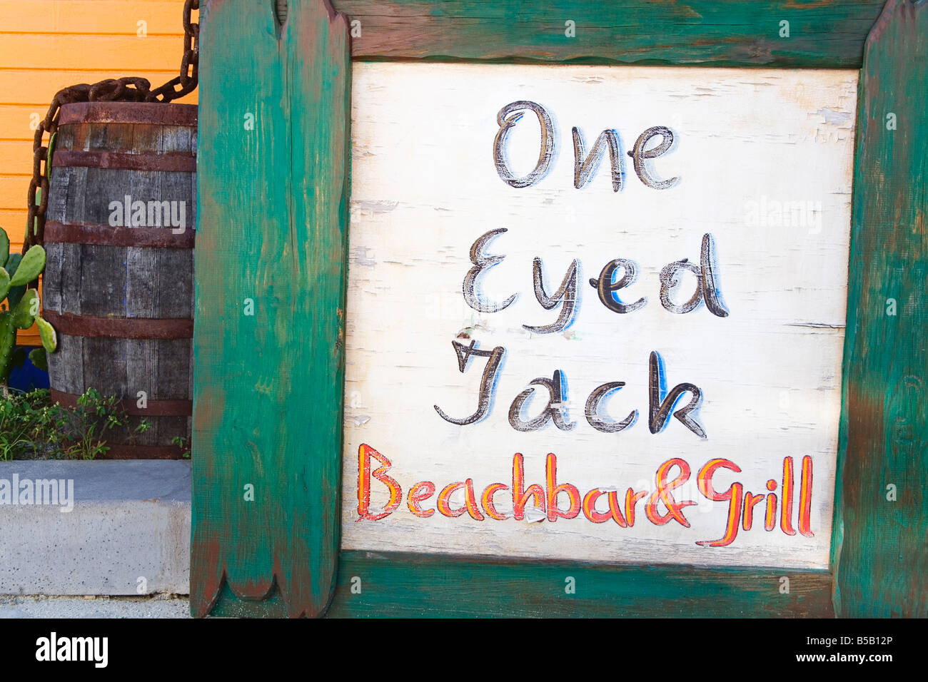 Beach bar sign, Philipsburg, St. Maarten, Leeward Islands, Netherlands ...