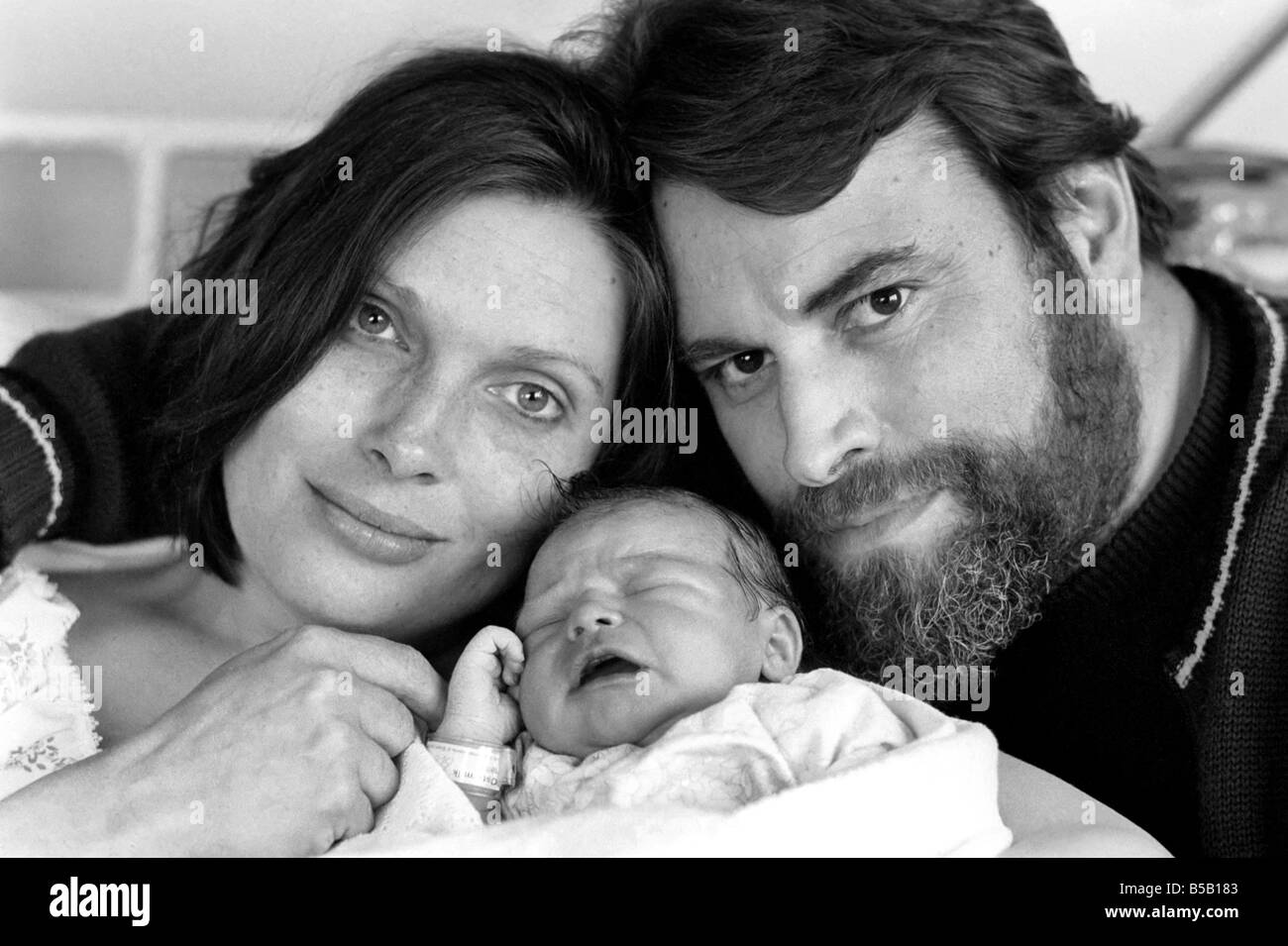 Actor Brian Blessed with wife and new baby. April 1975 Stock Photo - Alamy
