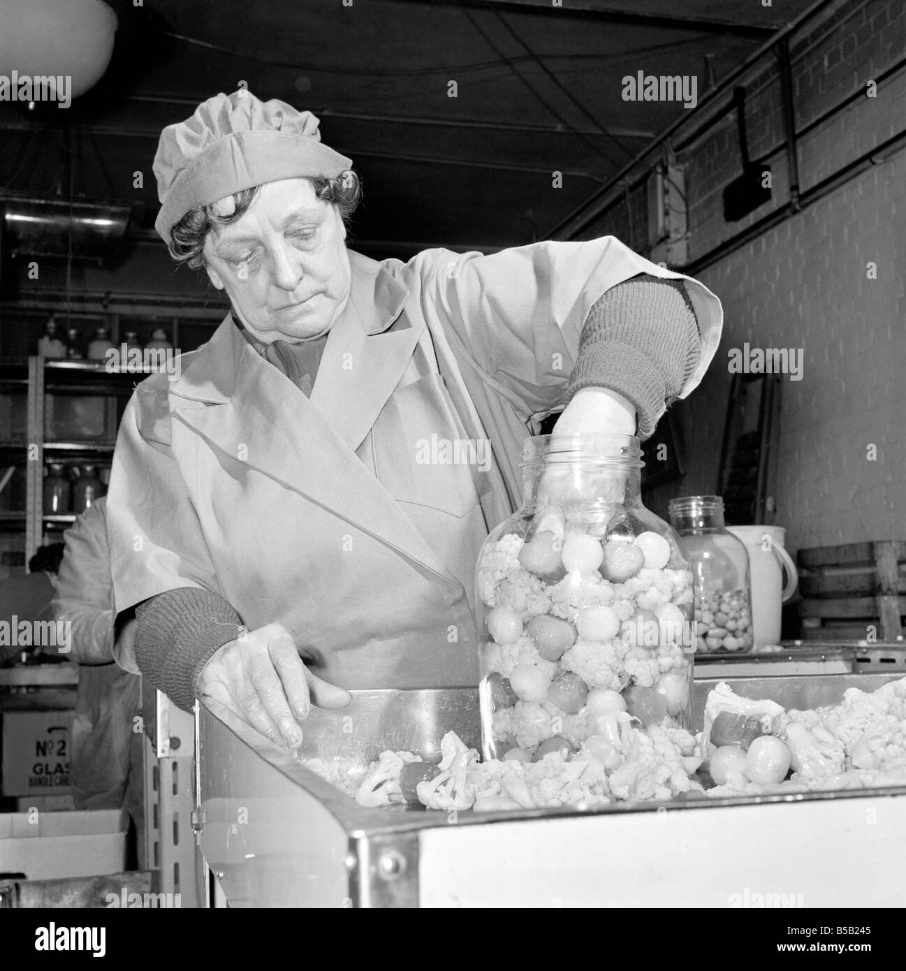 Pickle Packers: Pickle packers placing onions in jars. 1954 A156-005 ...