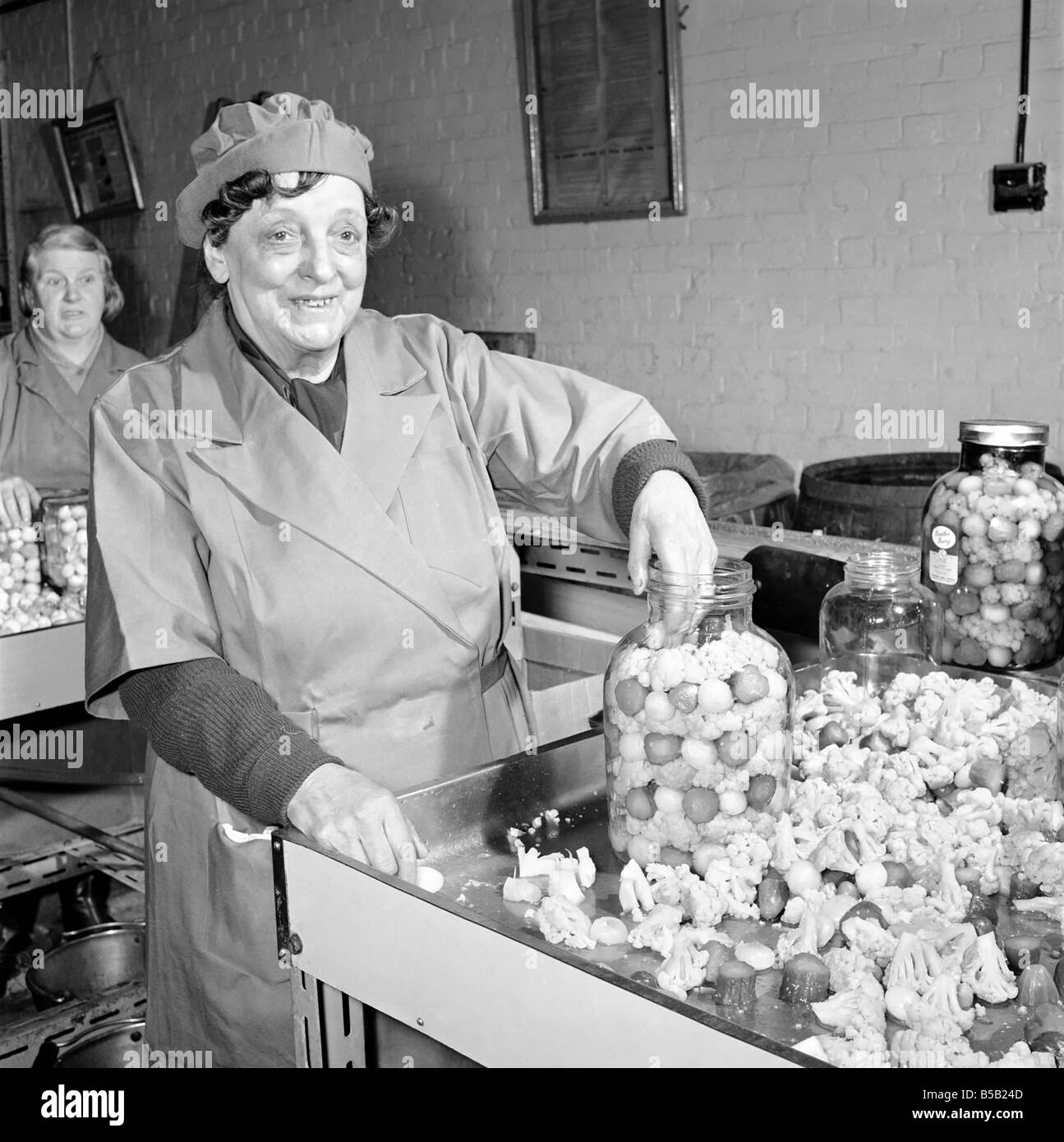 Pickle Packers: Pickle packers placing onions in jars. 1954 A156 Stock ...
