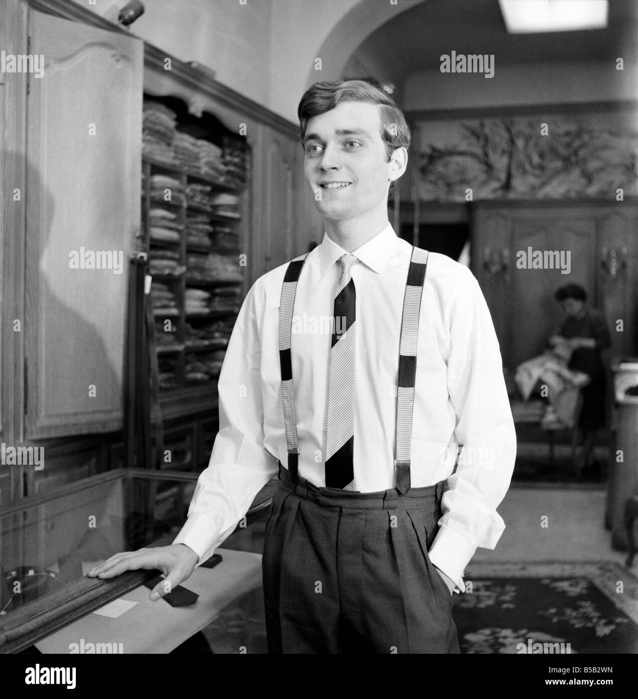 Men modelling the latest 1963 menswear design's in Paris boutique ...