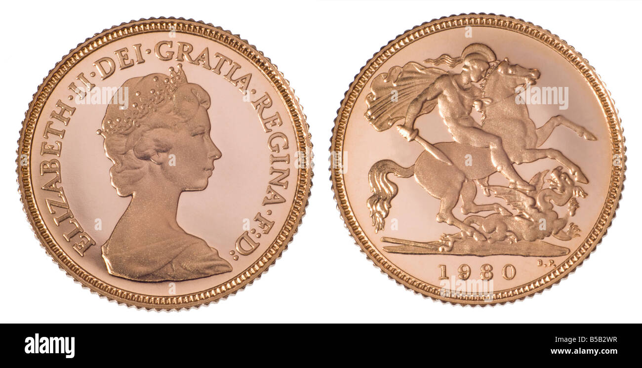 Gold Half Sovereign, 1980. Proof. Obverse and Reverse Stock Photo - Alamy