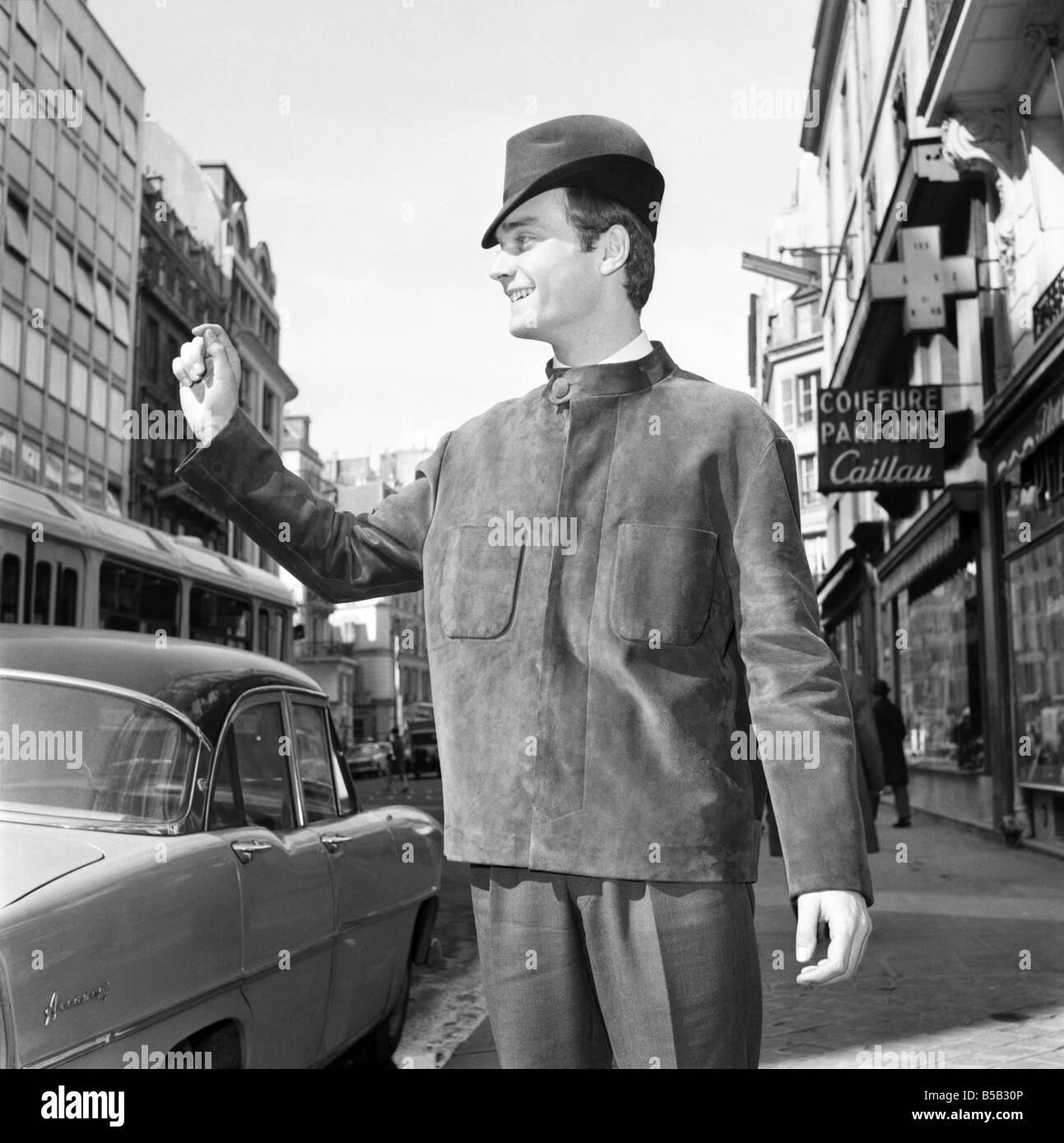 Men modelling the latest 1963 menswear design's in the streets of Paris ...