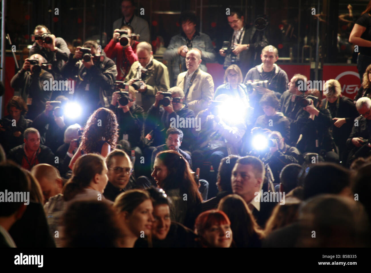 crowd of press photographers at film festival in rome 2008 Stock Photo ...