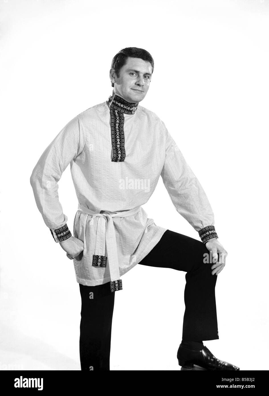 Male model David West wearing Cossack Shirt. Circa 1966 Stock Photo - Alamy