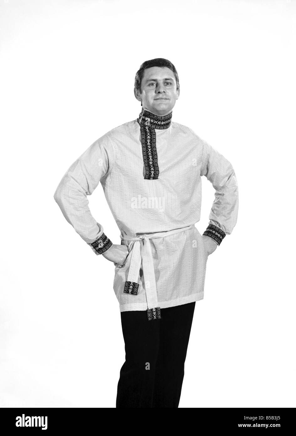 Male model David West wearing Cossack Shirt. Circa 1966 Stock Photo - Alamy