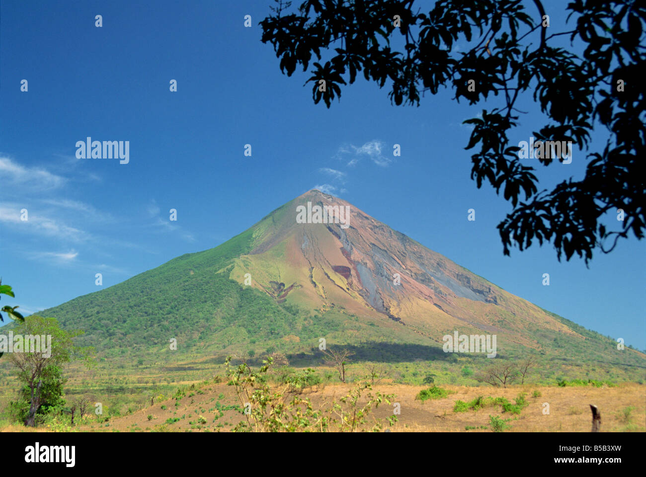 The perfect cone of Volcan Concepcion, one of two volcanoes that make ...