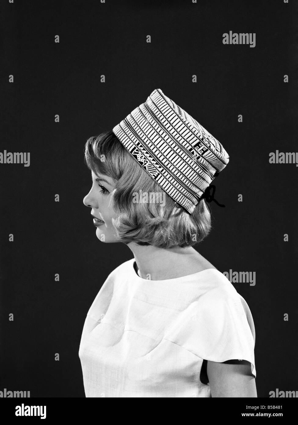 Clothing: Fashion: Hats: Model: Elizabeth Duke. August 1962 B1499-004 ...