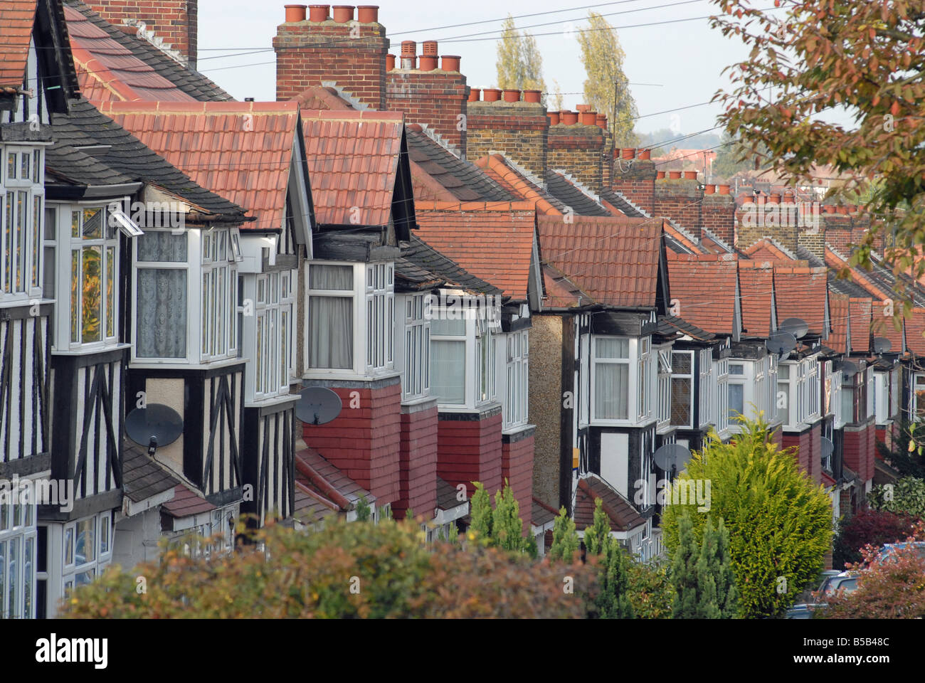 A row of Suburban semi-detached houses UK Stock Photo - Alamy
