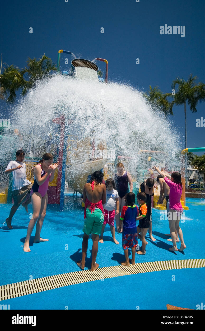 giant bucket splash at water park Stock Photo - Alamy