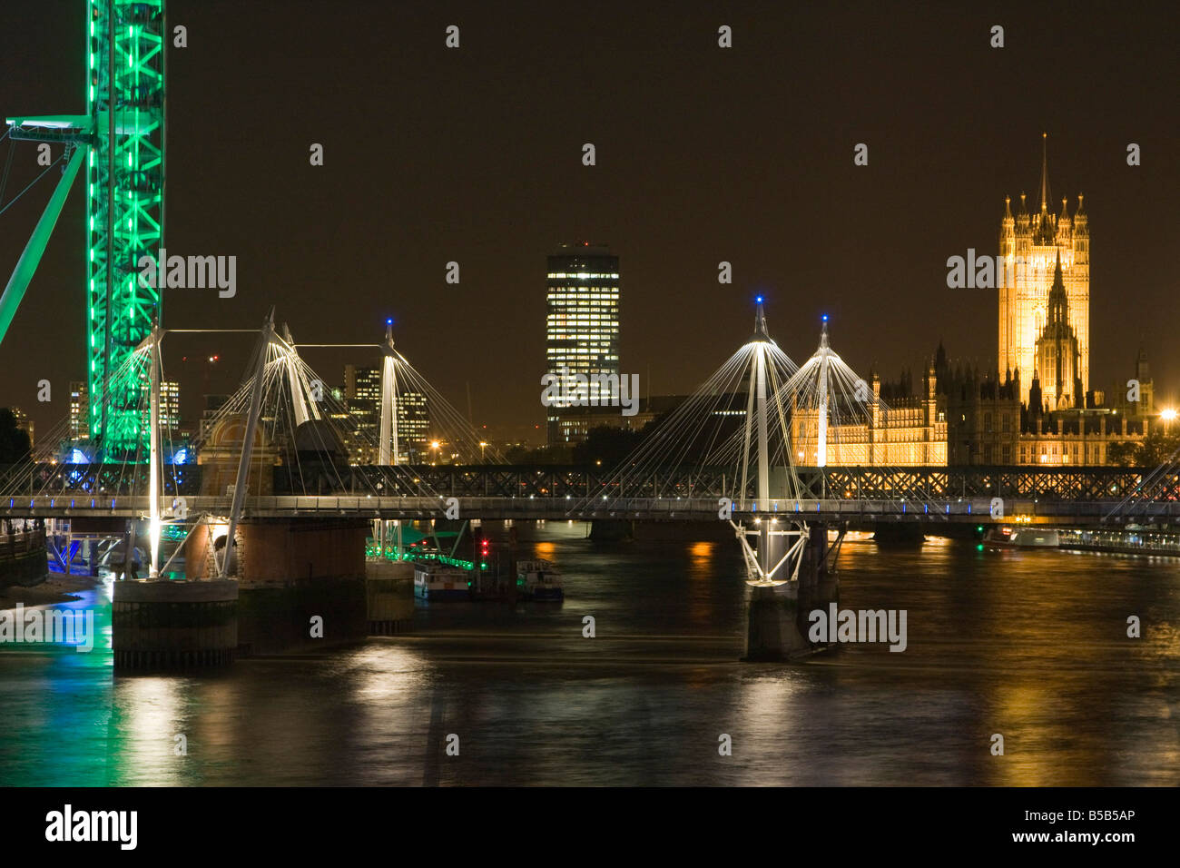 eye big ben night photography river thames london england uk gb Stock ...