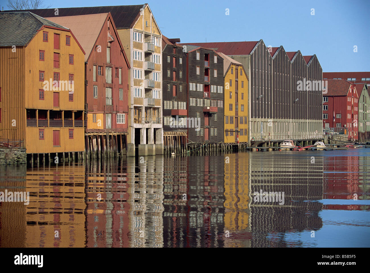 Traditional waterfront buildings, Trondheim, Norway, Scandinavia ...