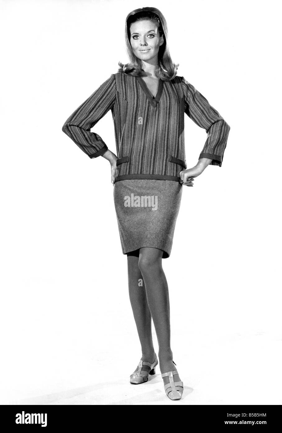 Striped skirt and top Black and White Stock Photos & Images - Alamy