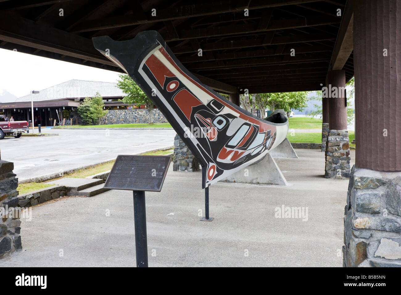 Display of 50 foot long Tlingit Indian Nation ceremonial canoe in Sitka ...