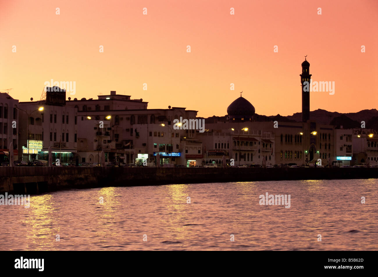Mutrah seafront at dusk, Muscat, Oman, Middle East Stock Photo - Alamy