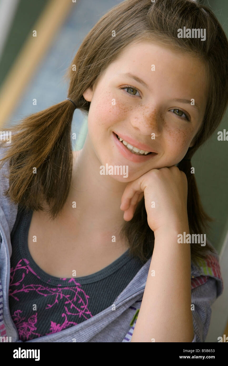 Portrait of girl with freckles Stock Photo - Alamy