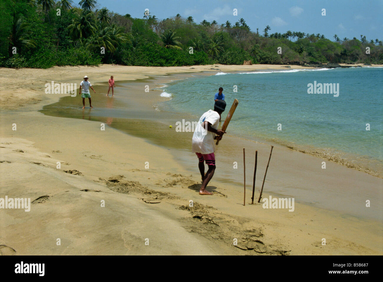 Cricket on the beach Back Bay Tobago West Indies Caribbean Central ...