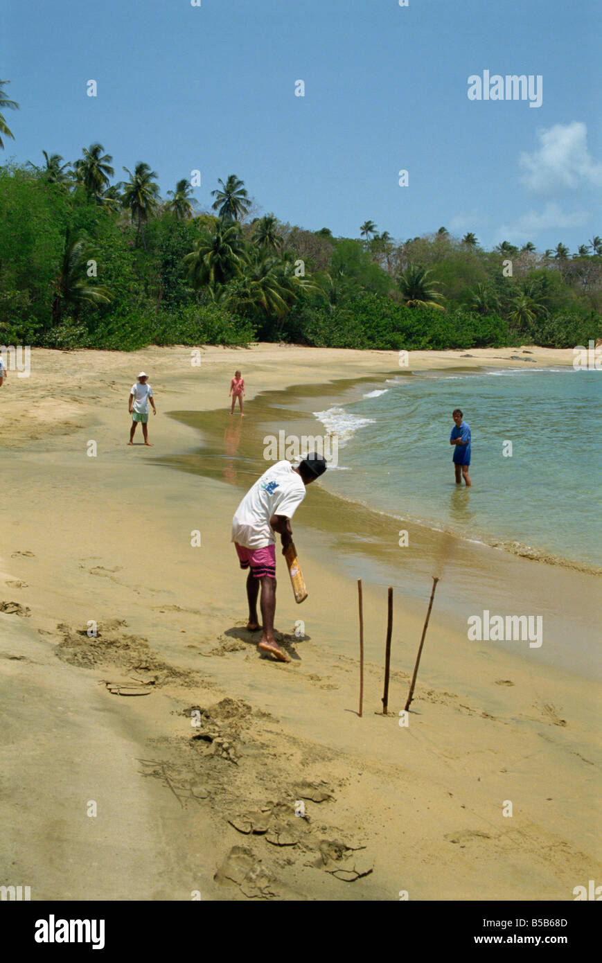 Cricket on the beach Back Bay Tobago West Indies Caribbean Central ...