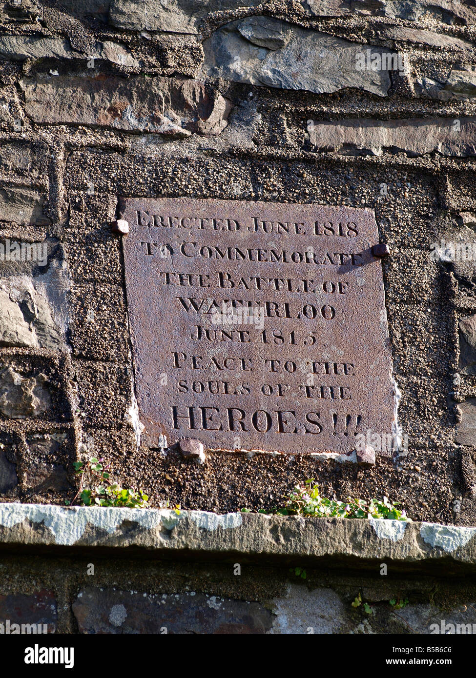 Plaque on a monument to commemorate the battle of waterloo, Great ...