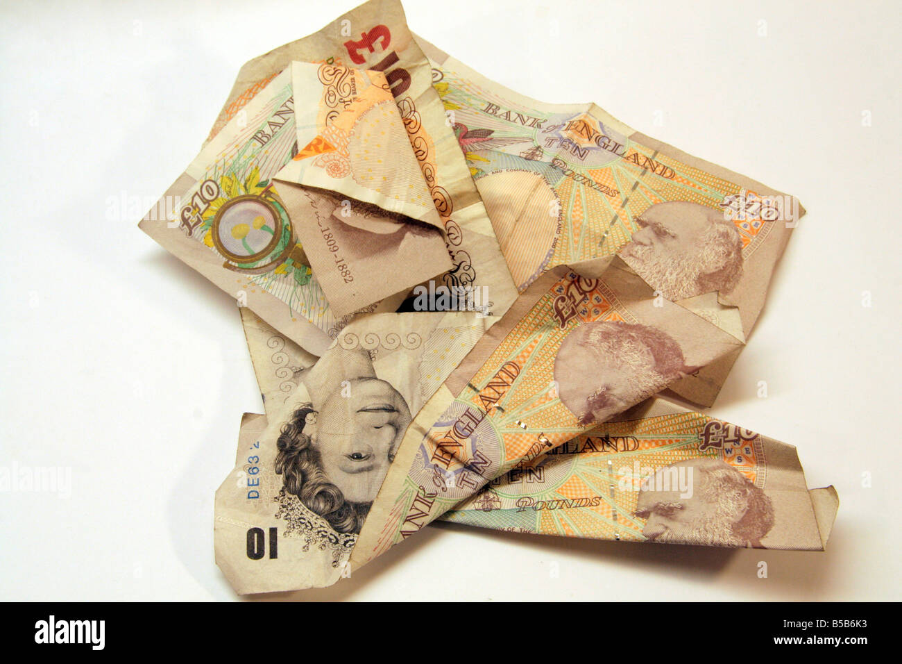 Tatty tenners old ten pound notes UK sterling currency Stock Photo - Alamy