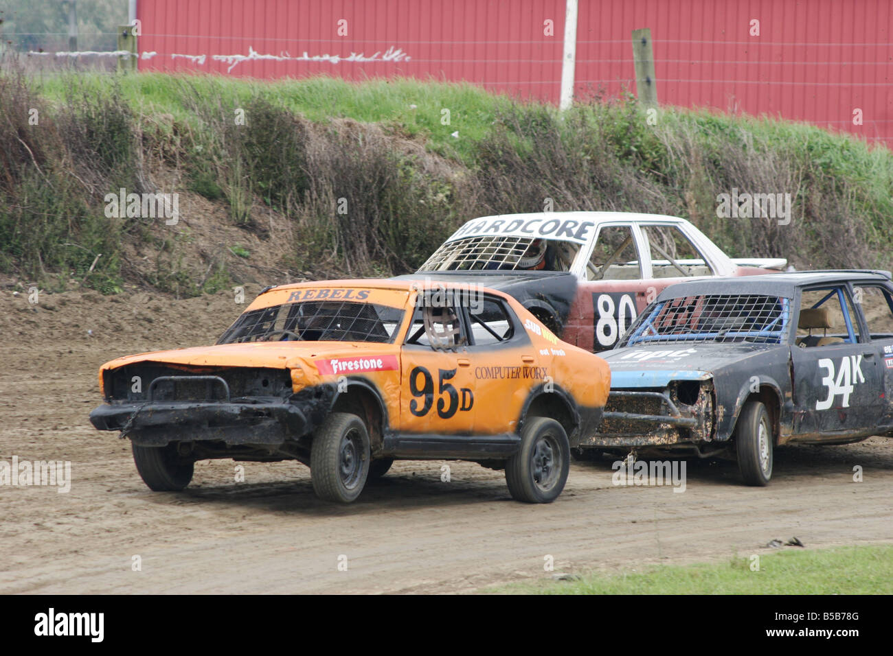 Stock car racing on a dirt race track Stock Photo - Alamy