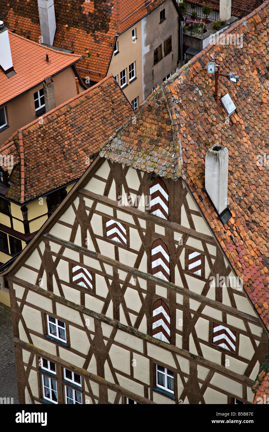 Timbered gable end to medieval building Rothenburg ob der Tauber ...