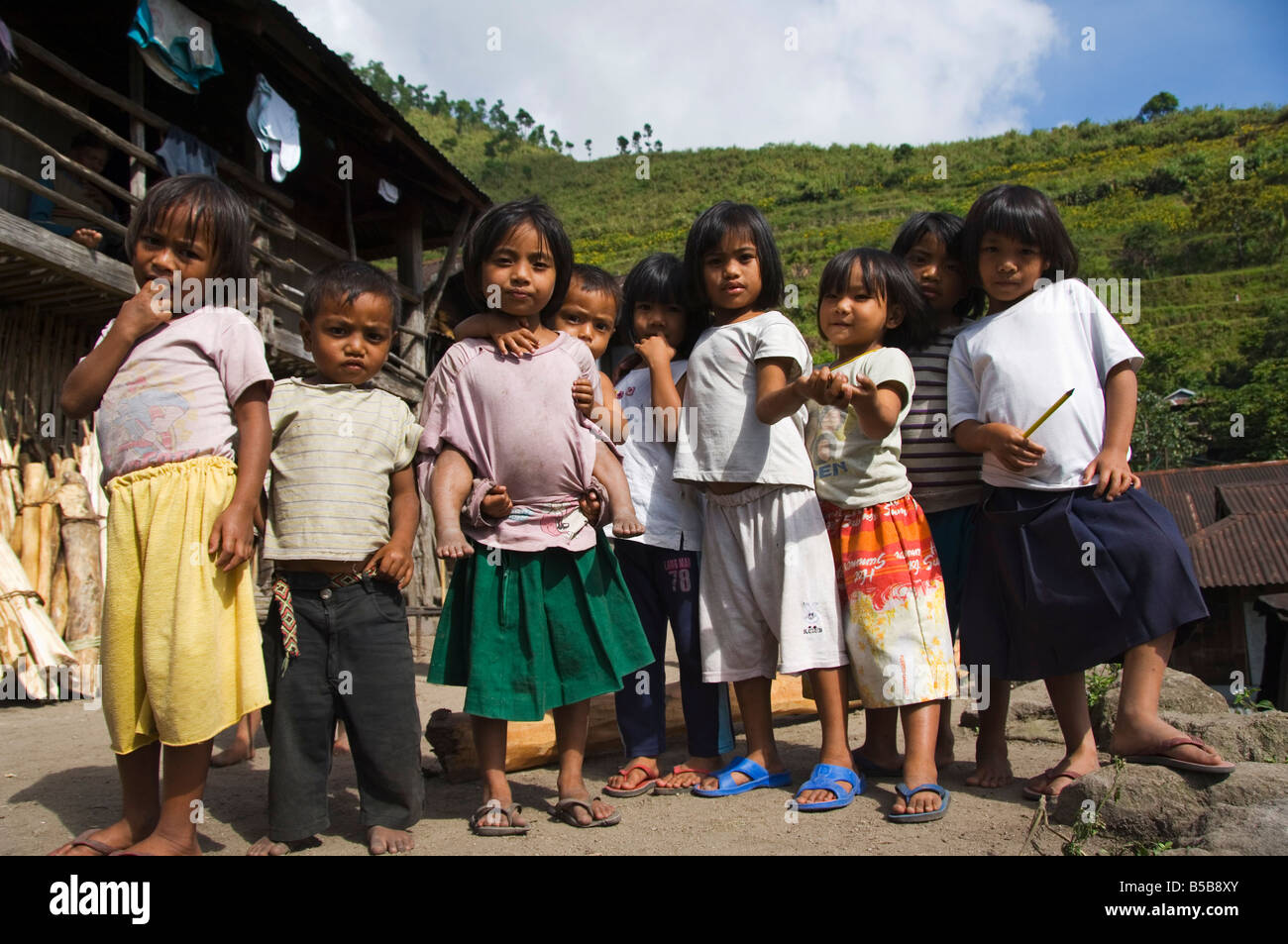 Local children in Igorot village, Tinglayan Town, The Cordillera ...