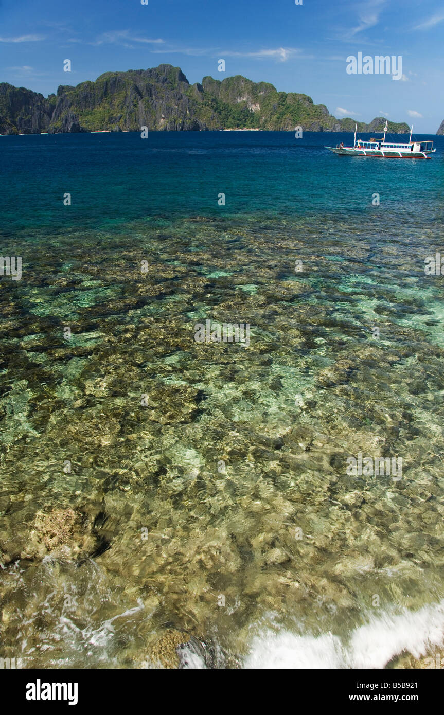 Coral Fringe Clear Waters, Bacuit Bay, El Nido Town, Palawan Province ...