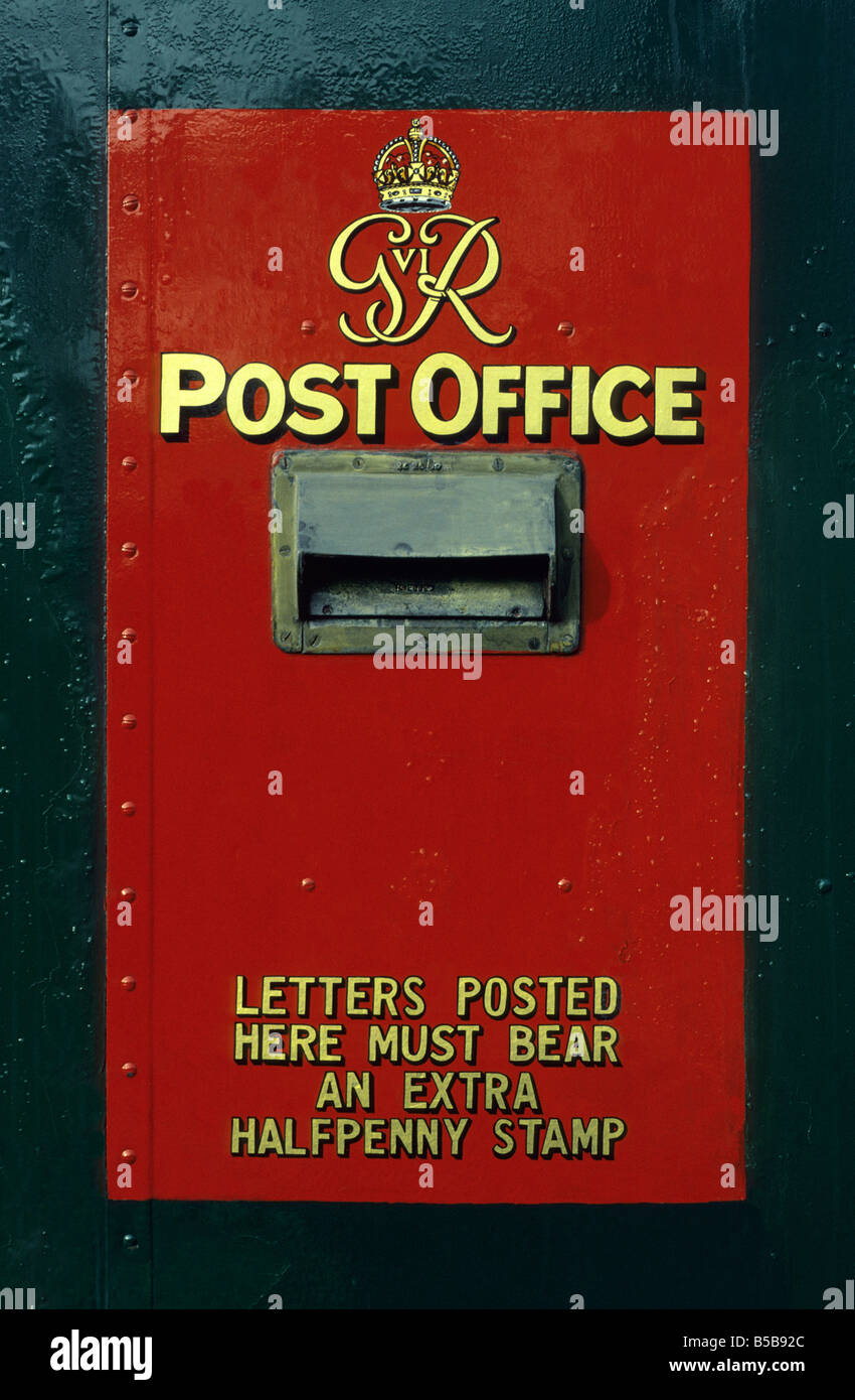 George VI Post Office letter box in side of railway TPO / Traveling ...