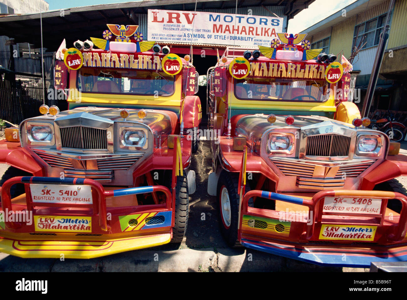 Pair of customised Jeepney trucks, the ubiquitous national transport ...