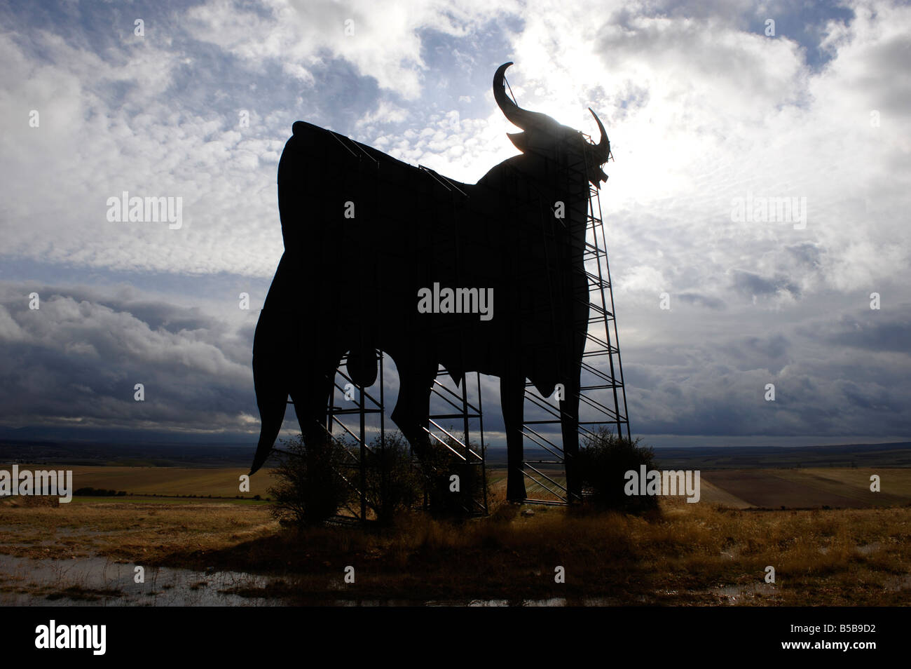 El Toro de Osborne or Spanish roadside bull near Puerto de Somosierra ...