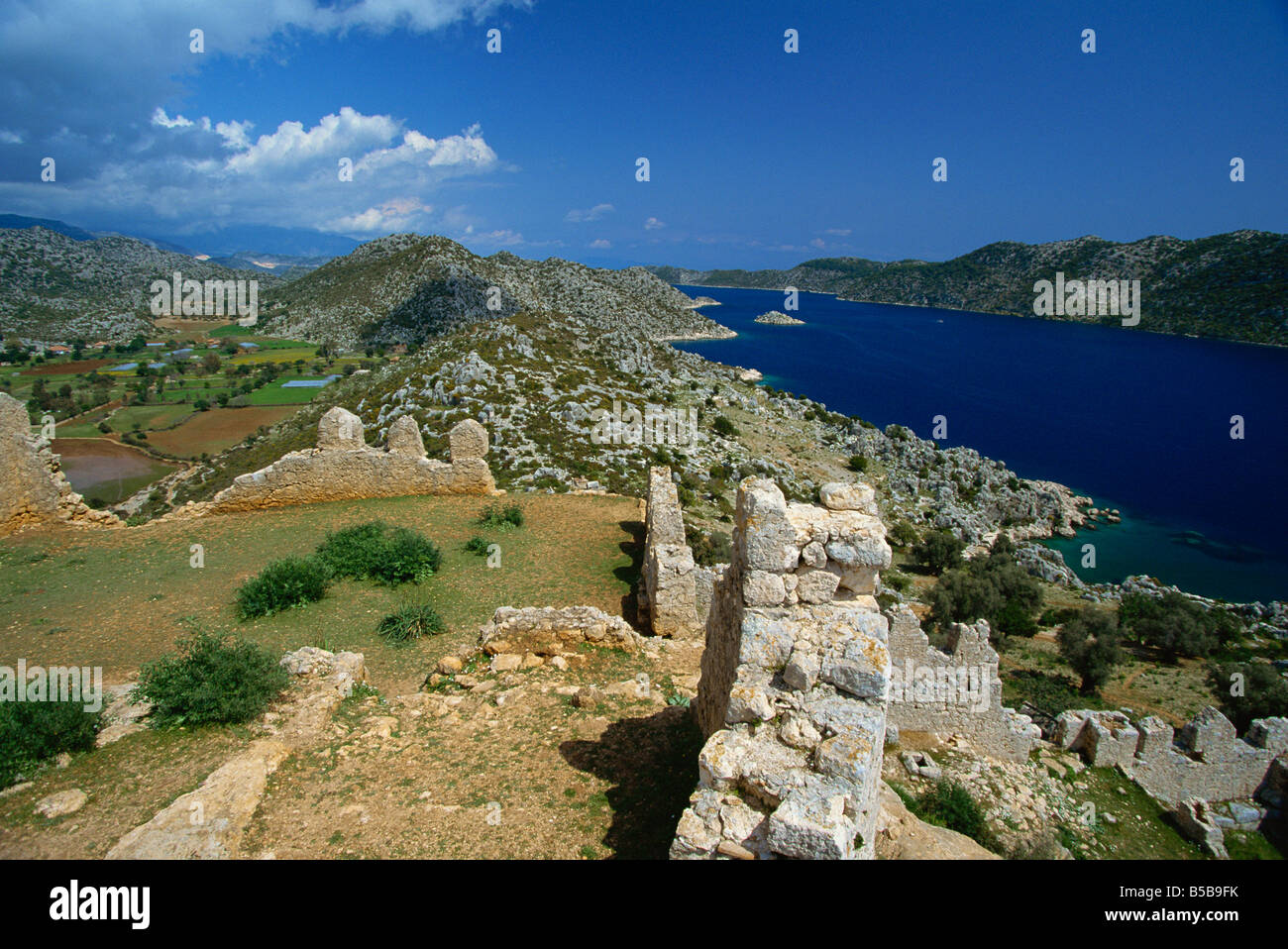 Castle at Kaleucagiz, Kekova, near Kas, Anatolia, Turkey Minor, Eurasia ...