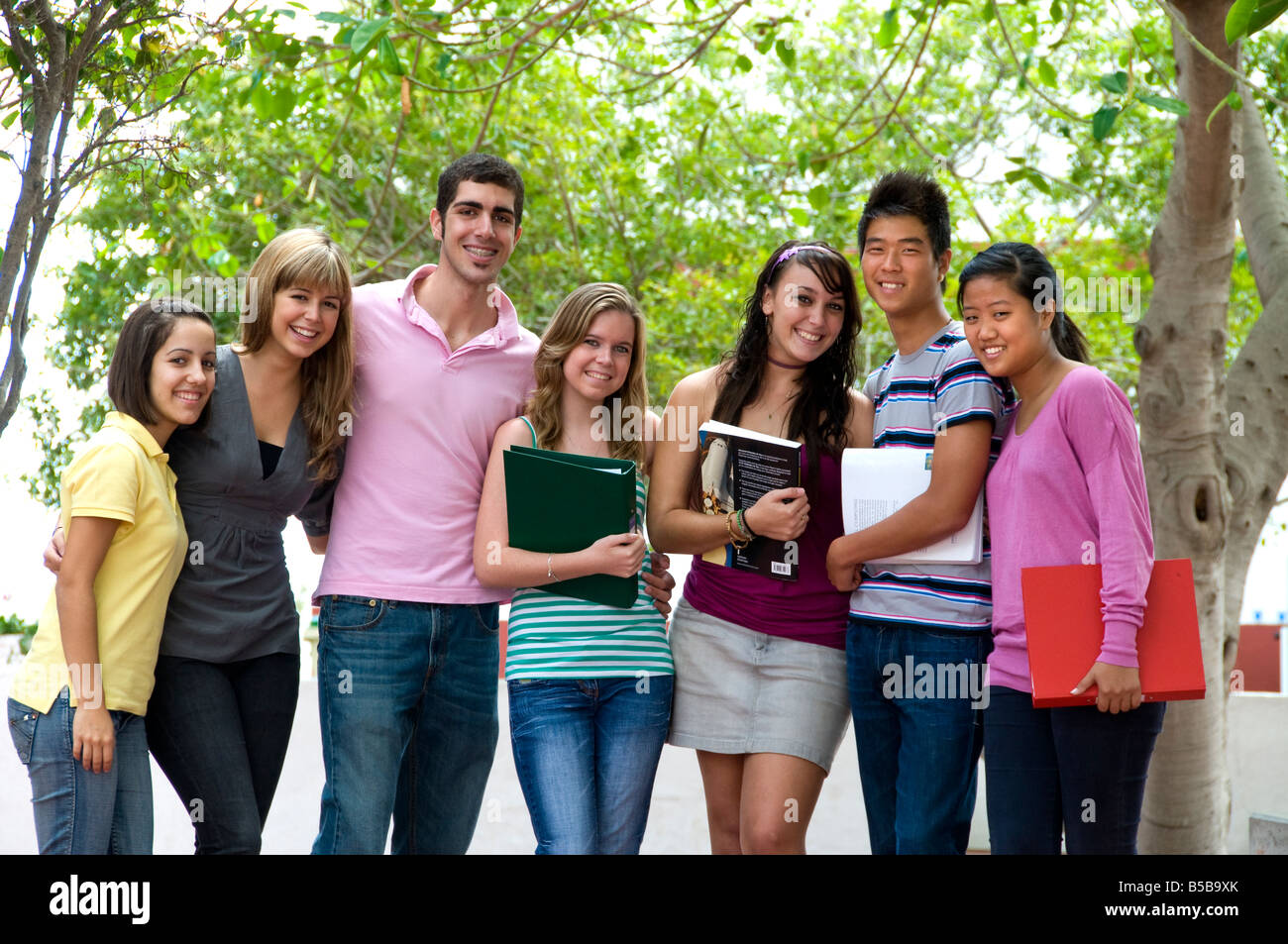 Group of happy smiling attractive senior teenage school students ...